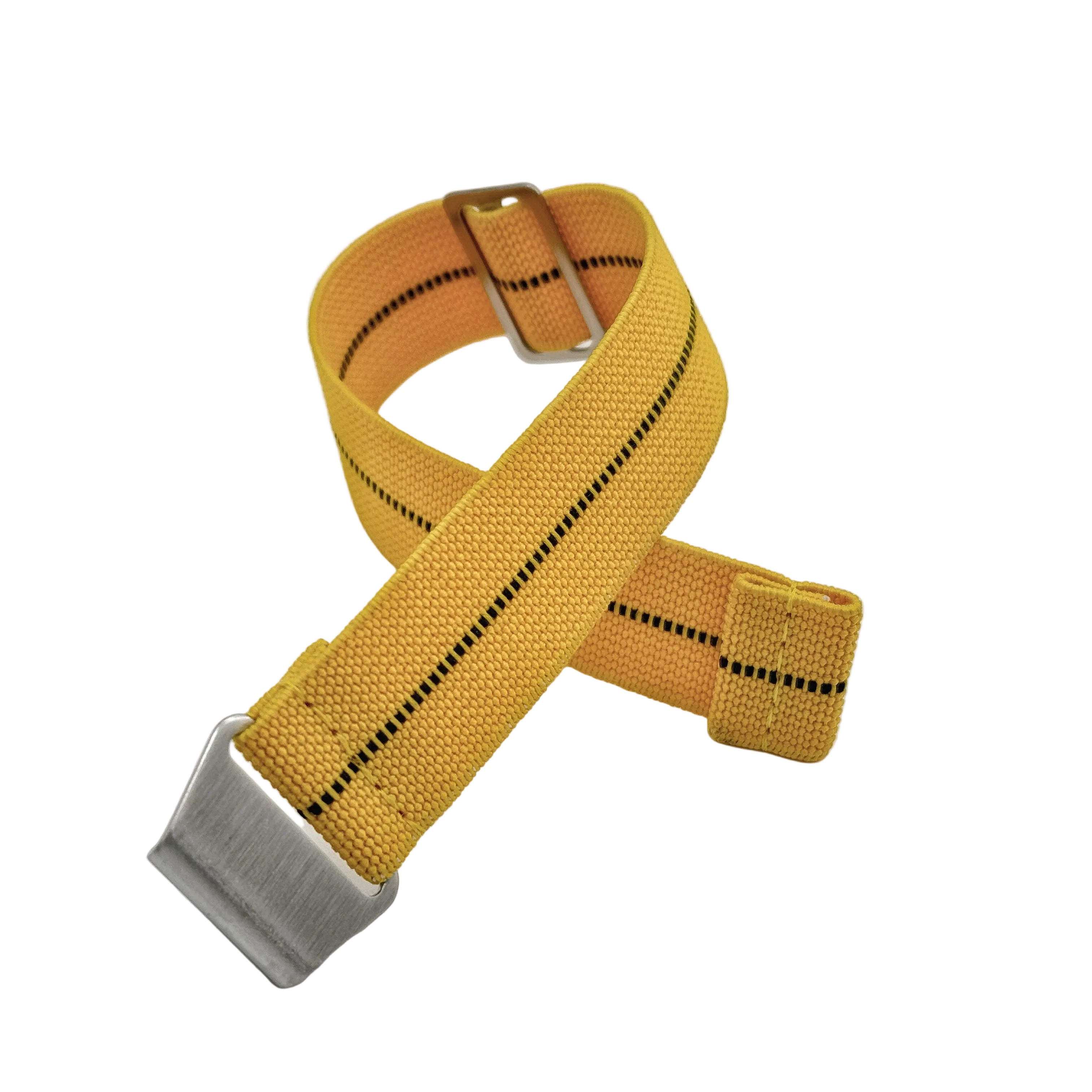 Parachute Style Elastic Watch Straps - Sun Yellow with Black Stripe Pa