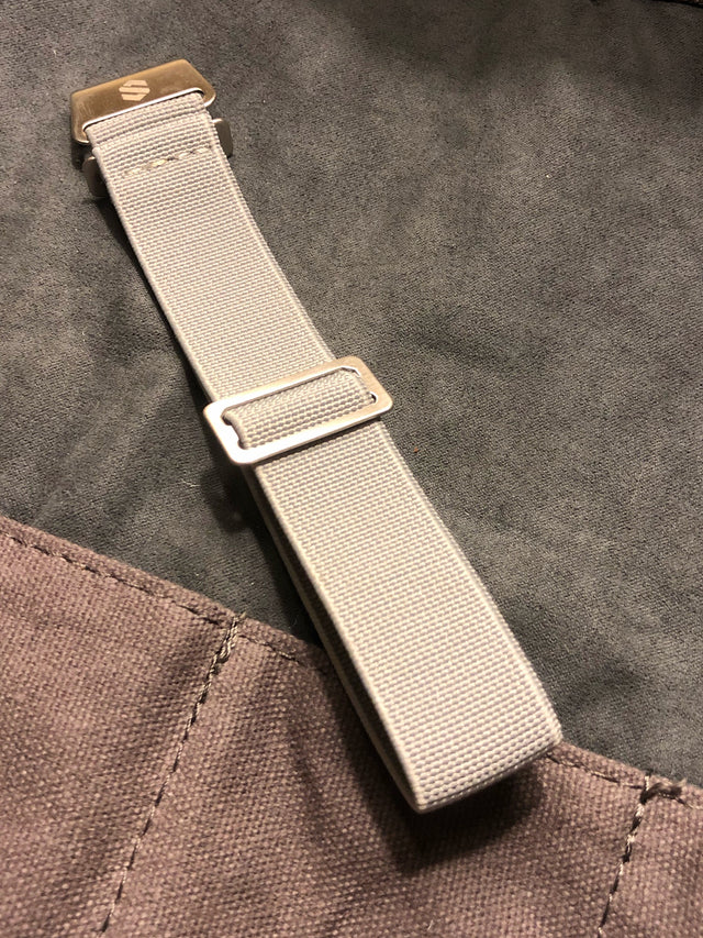 Solid Gray Paratrooper Strap – 20mm/22mm No-Pass Elastic | $25