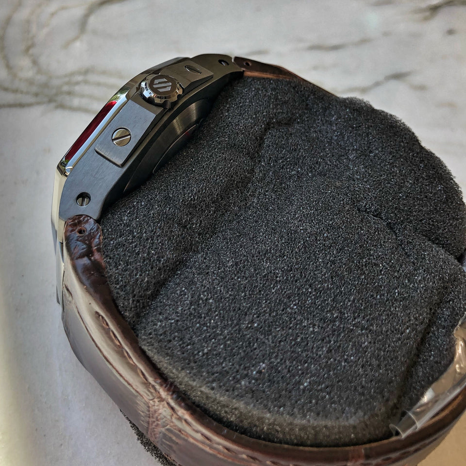 Model A Automatic Wrist Watch - Gunmetal Case With White & Silver Dial